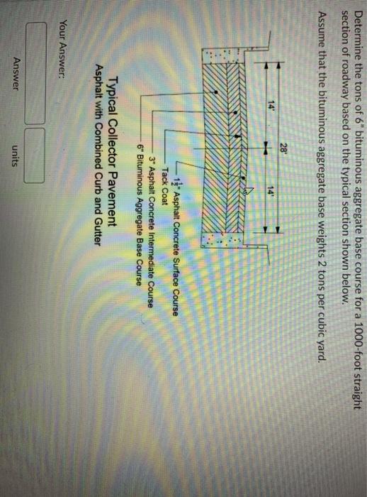 Solved Determine the tons of 6" bituminous aggregate base | Chegg.com