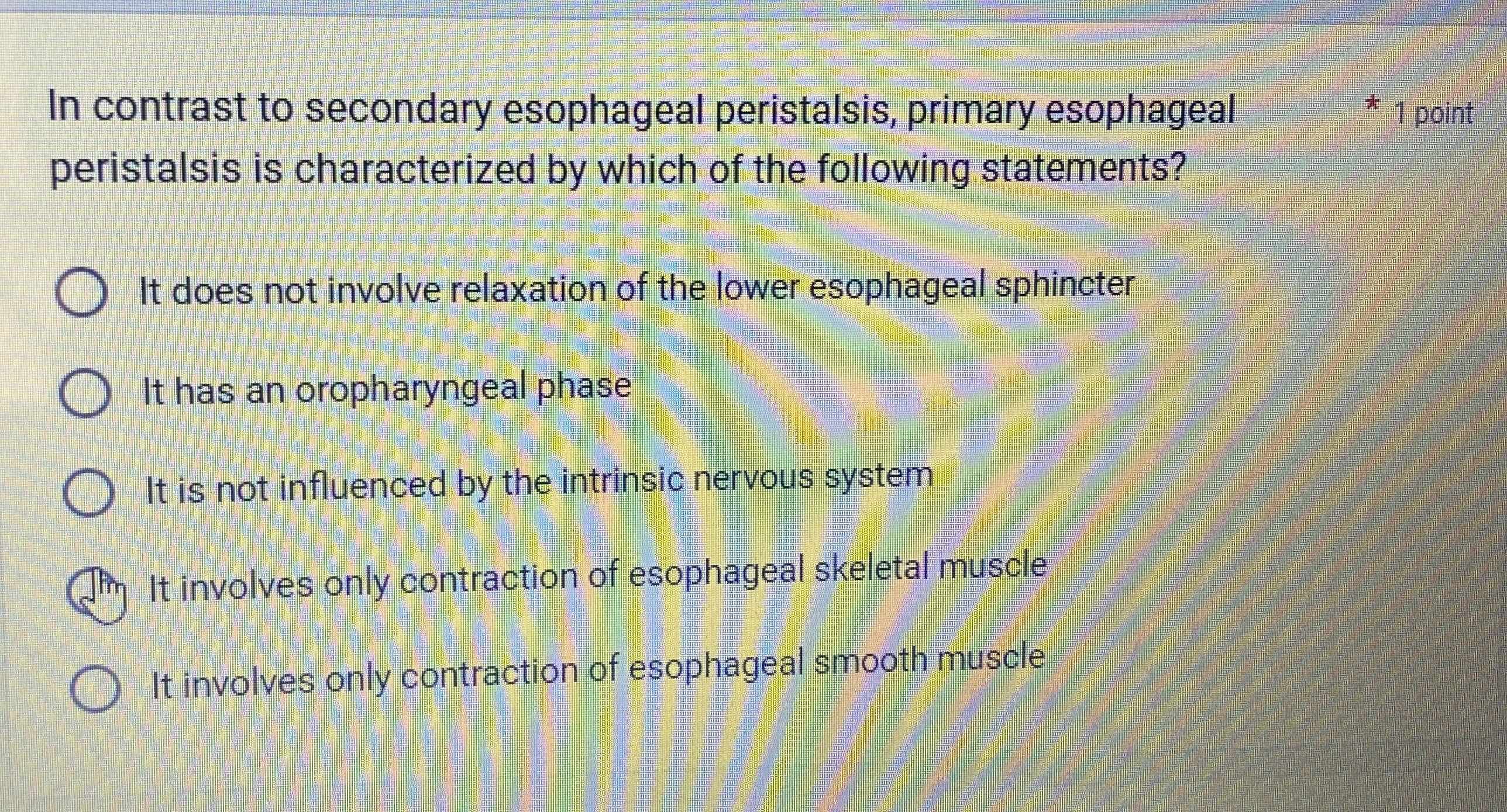 Solved In contrast to secondary esophageal peristalsis, | Chegg.com