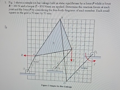 Fig, 1 ﻿shows a simple six bar linkage held in static | Chegg.com