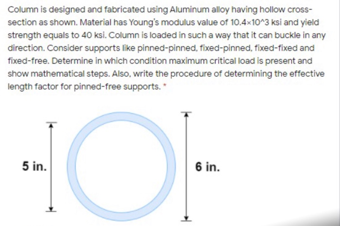 Solved Column is designed and fabricated using Aluminum | Chegg.com