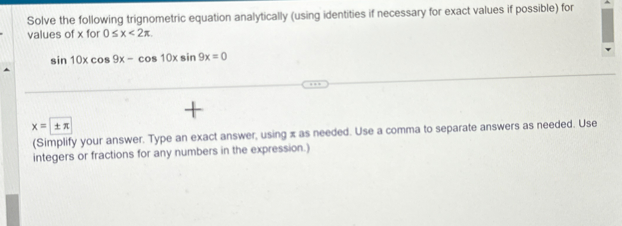 Solved Solve The Following Trignometric Equation