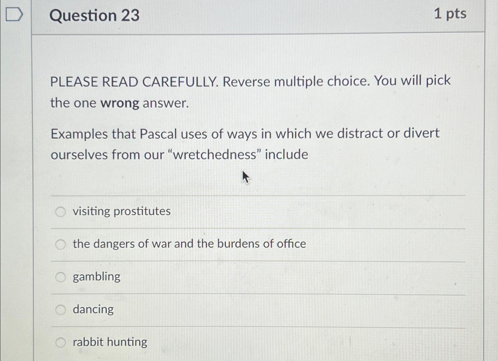 Solved Question 231ptsPLEASE READ CAREFULLY. Reverse | Chegg.com