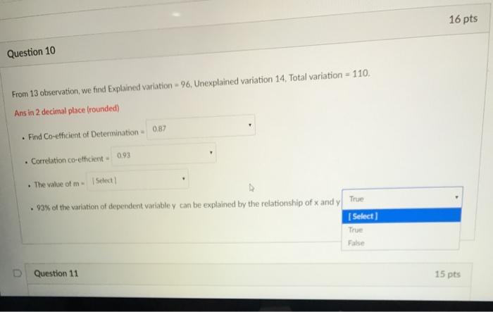 Solved From 13 observation, we find Explained variation - | Chegg.com