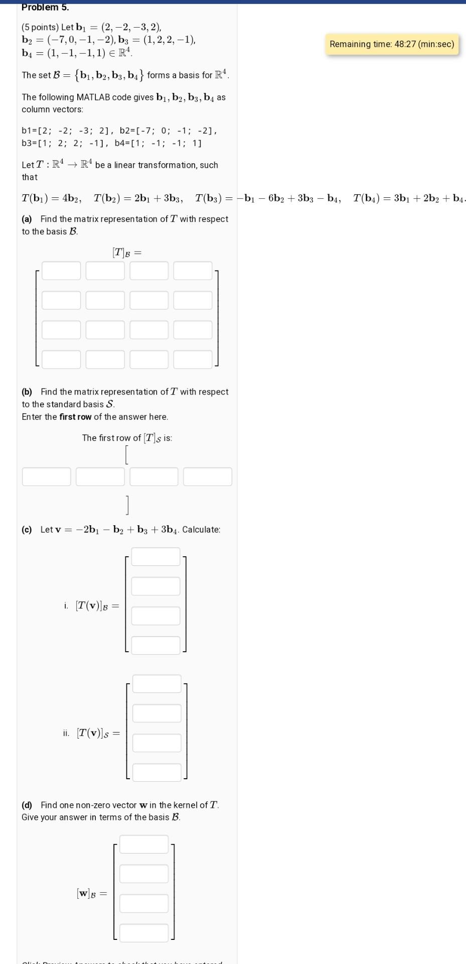 Solved Problem 5. (5 points) Let b₁ = (2, -2, -3,2), b₂ = | Chegg.com