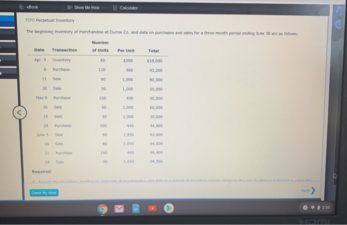 Solved eBook Show Me How Calculator FIFO Perpetual Inventory | Chegg.com