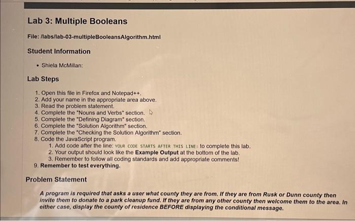 Solved Lab 3: Multiple Booleans File: /labs/lab-03-multiple | Chegg.com