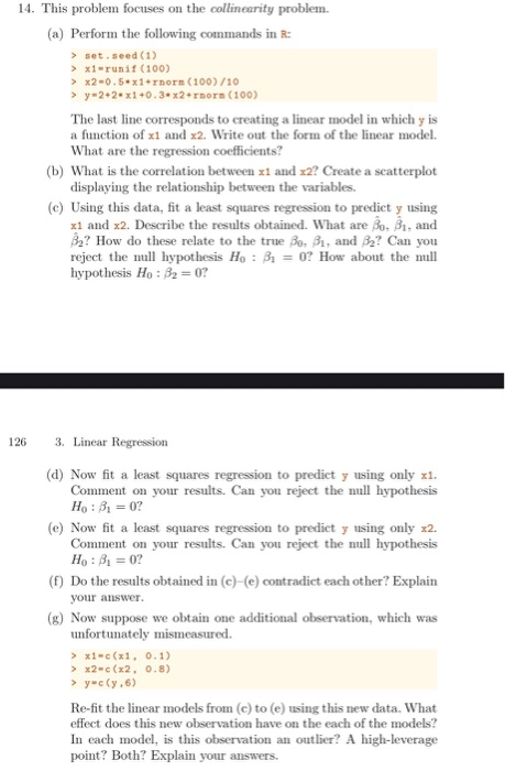 14. This problem focuses on the collinearity problem. | Chegg.com