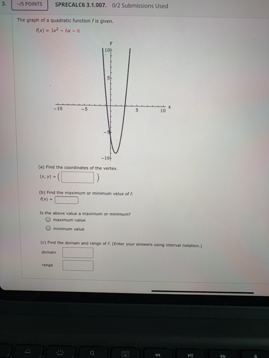 Solved 3. -/5 POINTS SPRECALC6 3.1.007. 0/2 Submissions Used | Chegg.com