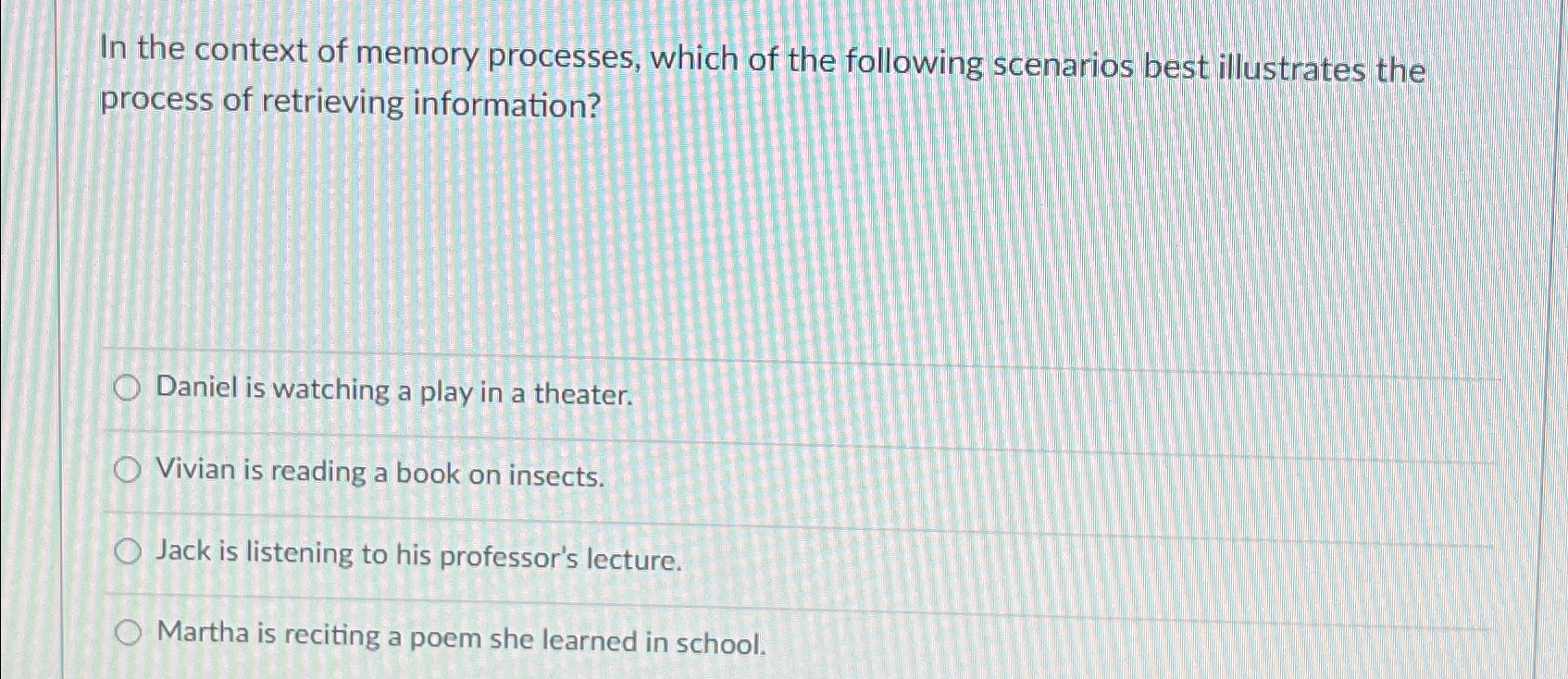 Solved In the context of memory processes, which of the | Chegg.com