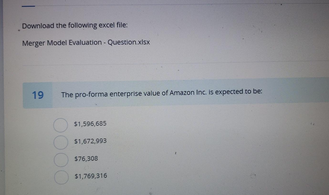 Solved Download the following excel file: Merger Model | Chegg.com