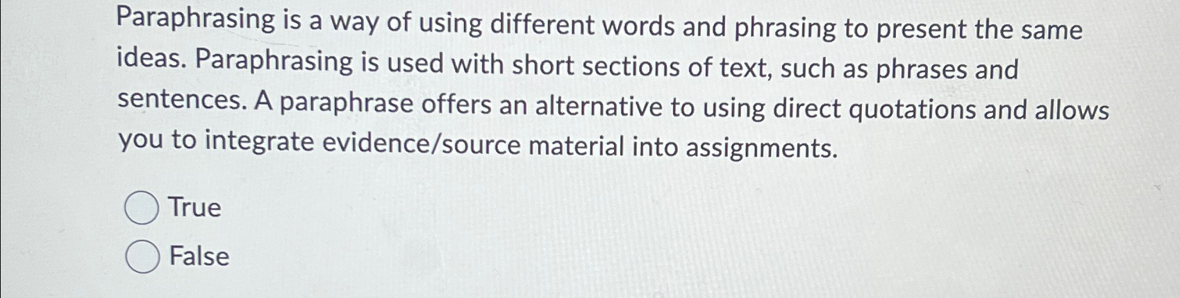 Solved Paraphrasing is a way of using different words and | Chegg.com