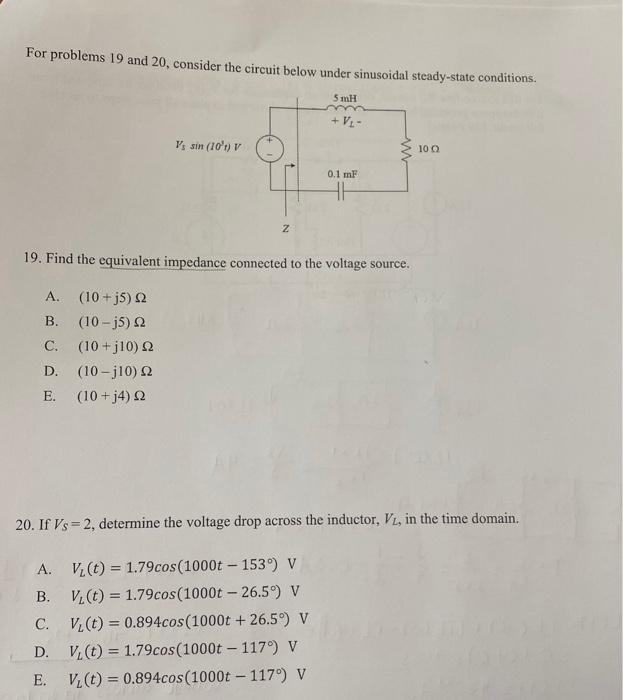 Solved For problems 19 and 20 , consider the circuit below | Chegg.com