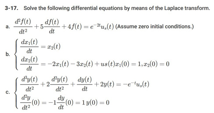 Solved 3-17. Solve the following differential equations by | Chegg.com