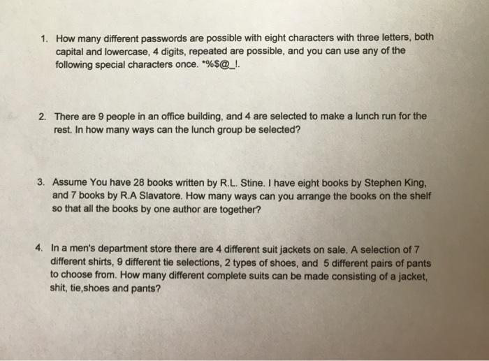 Solved 1. How many different passwords are possible with | Chegg.com