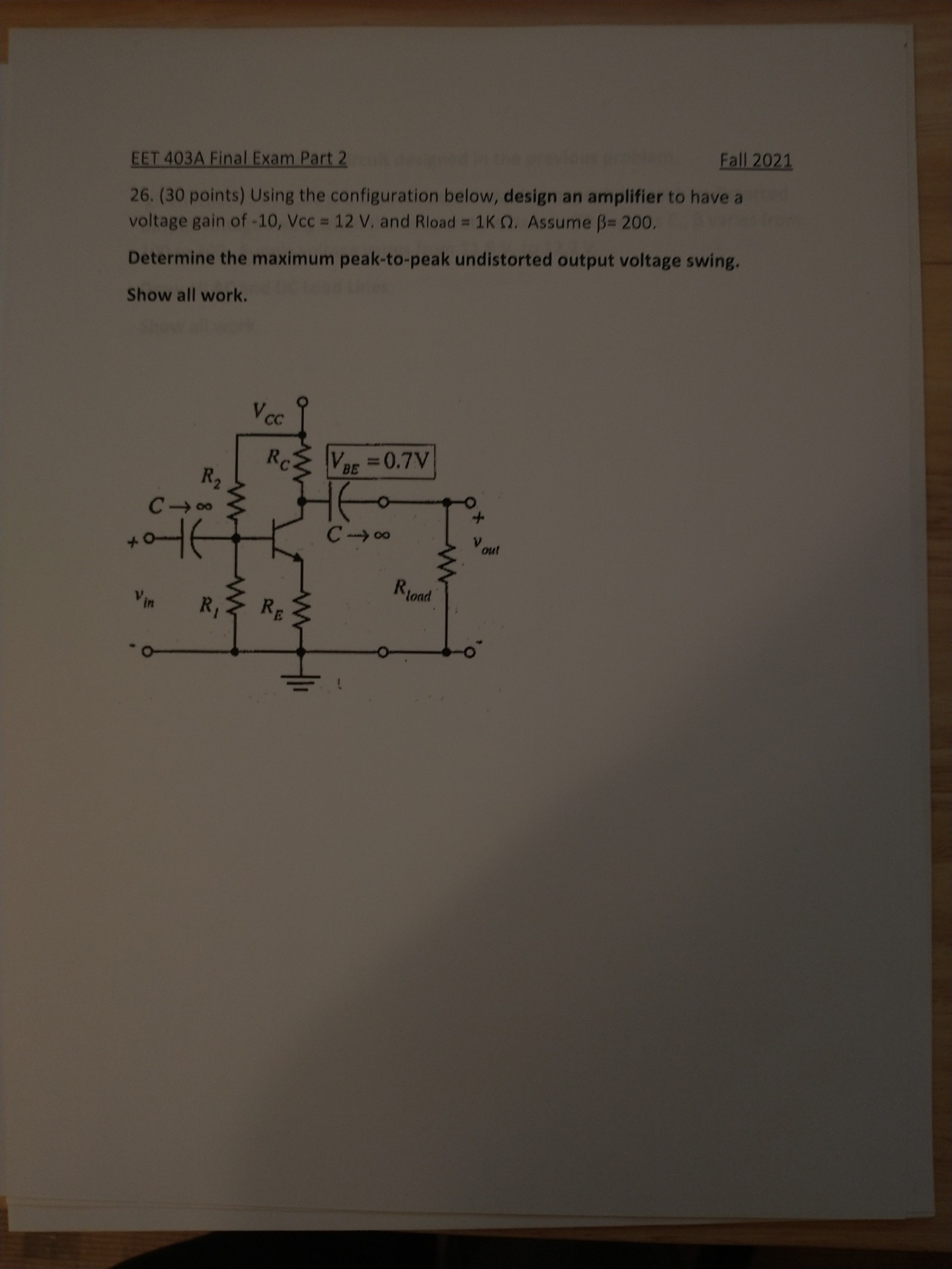 Solved EET 403A ﻿26. ( 30 ﻿points) ﻿Using the configuration | Chegg.com