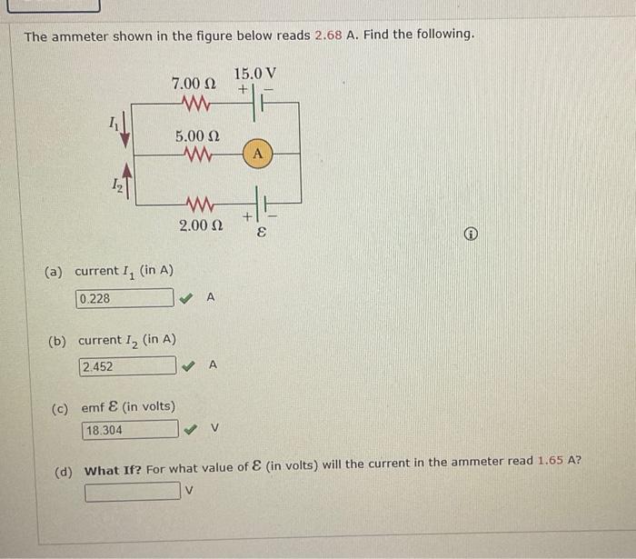 Solved The ammeter shown in the figure below reads 2.68 A. | Chegg.com