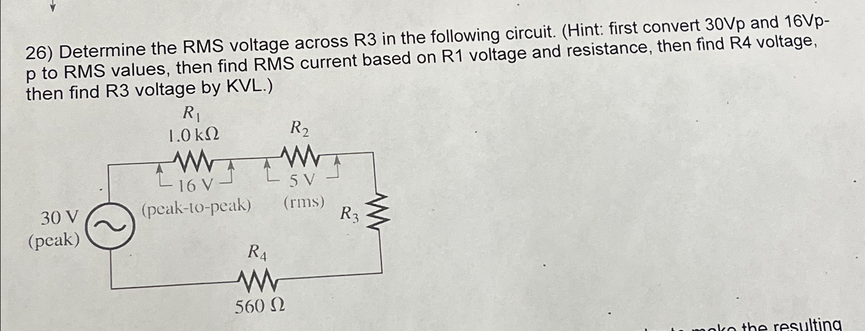 Solved Determine the RMS voltage across R3 ﻿in the following | Chegg.com