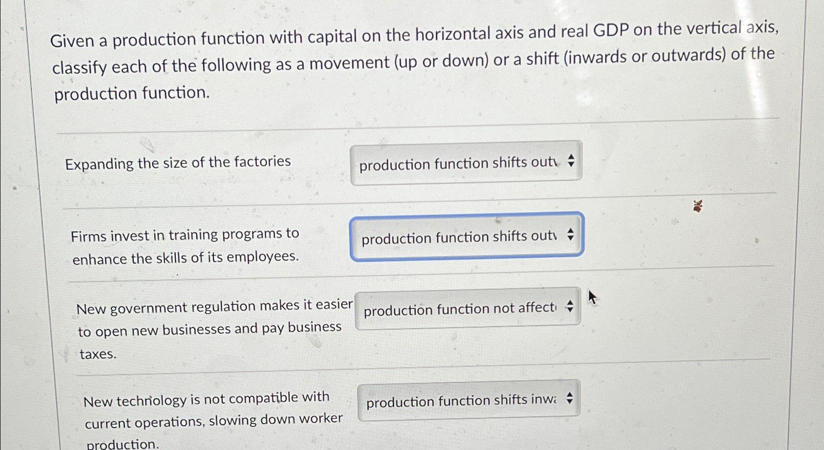 Solved Given a production function with capital on the | Chegg.com