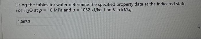Solved Using the tables for water determine the specified | Chegg.com