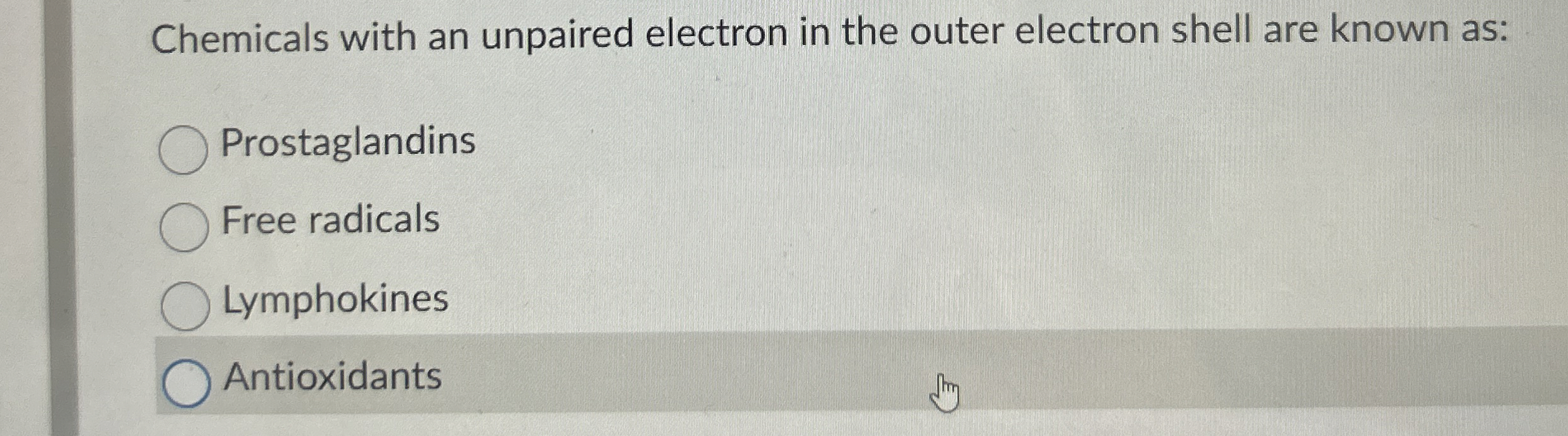 Solved Chemicals with an unpaired electron in the outer | Chegg.com
