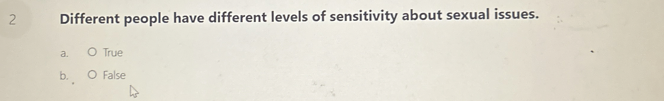 Solved 2 ﻿Different people have different levels of | Chegg.com