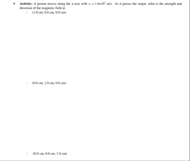 Solved Activity: A proton moves along the x-axis with | Chegg.com