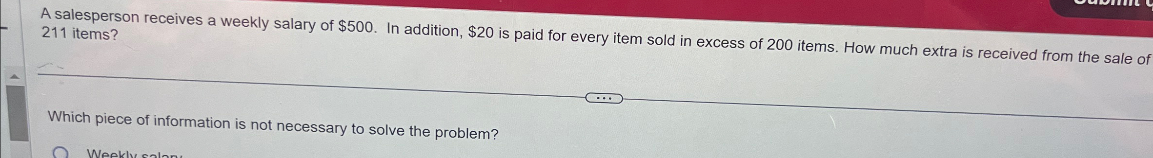 Solved A salesperson receives a weekly salary of $500. ﻿In | Chegg.com