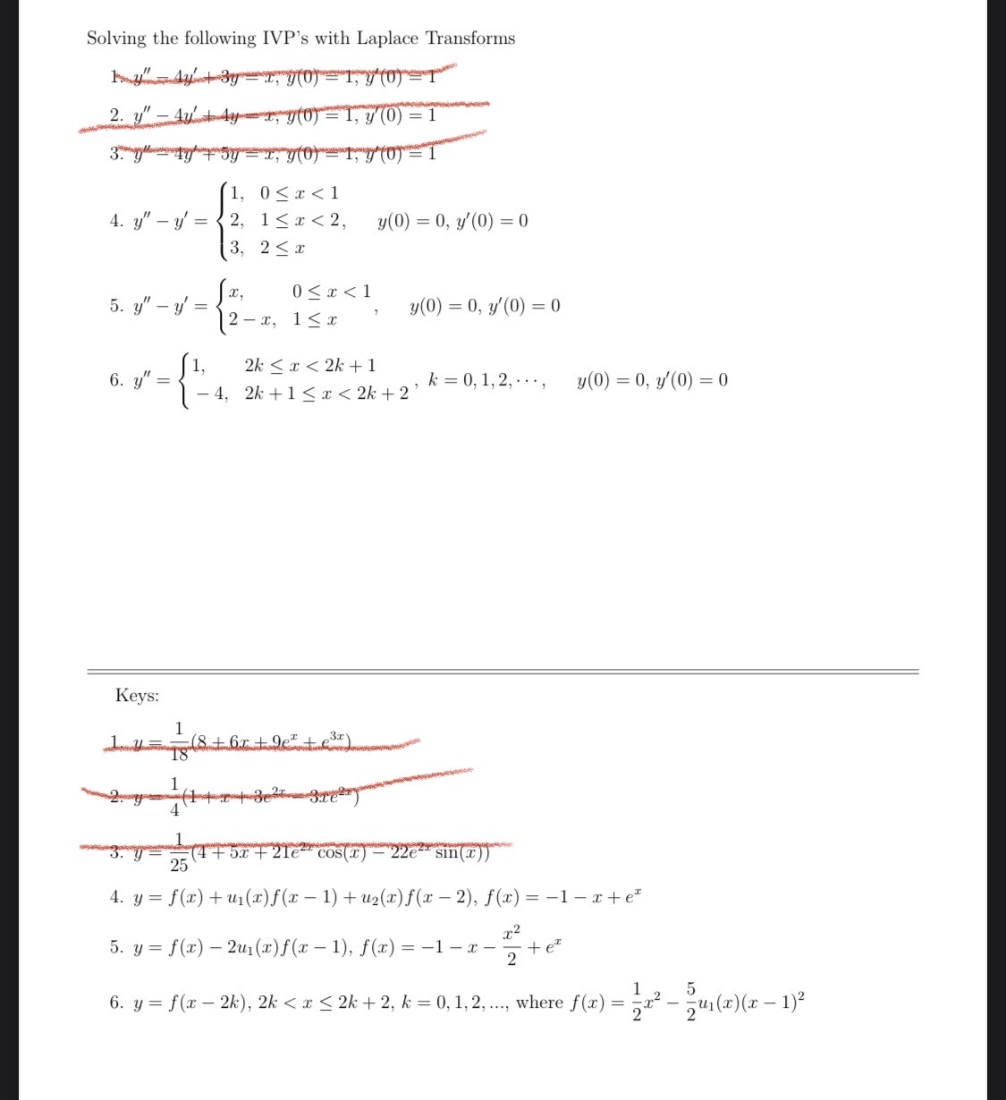 Solved Solving the following IVP's with Laplace | Chegg.com