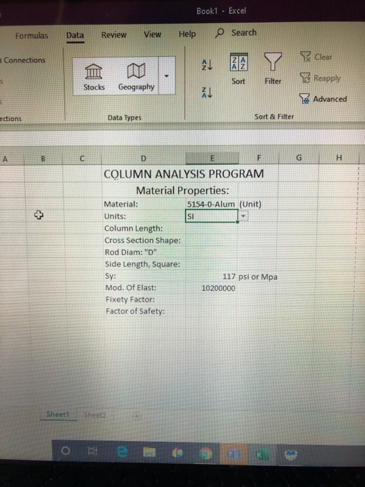 Solved Need help with my excel spreadsheet that has a | Chegg.com