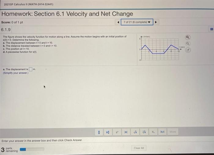 Solved 2021SP Calculus II (MATH-2414-32441) Homework: | Chegg.com