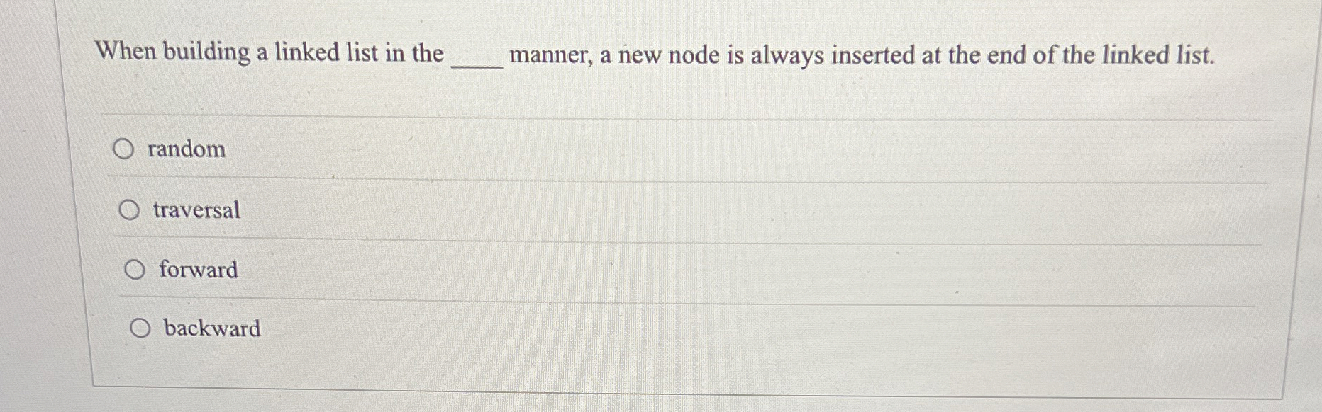 Solved When building a linked list in the q, ﻿manner, a new | Chegg.com