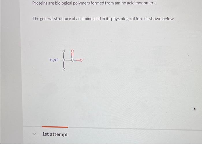 Solved Proteins are biological polymers formed from amino | Chegg.com