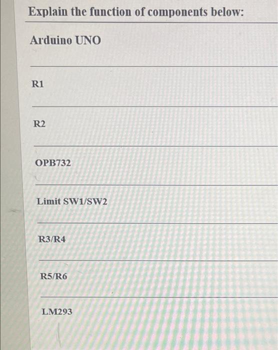 Solved Explain the function of components below: Refer to | Chegg.com