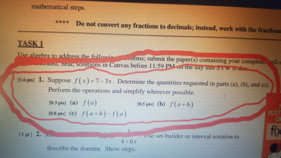 Solved mathematical steps. **** Do not convert any fractions | Chegg.com