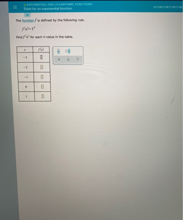 Solved O EXPONENTIAL AND LOGARITHMIC FUNCTIONS Table for an | Chegg.com