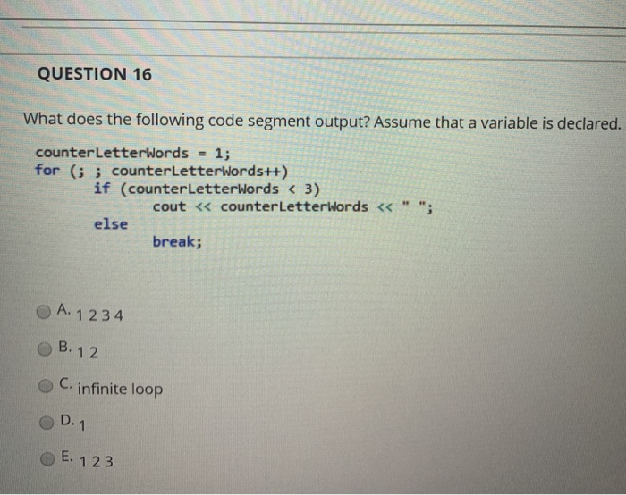 Solved QUESTION 16 What does the following code segment | Chegg.com