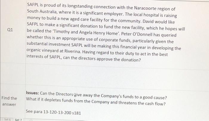 Solved SAFPL is proud of its longstanding connection with | Chegg.com