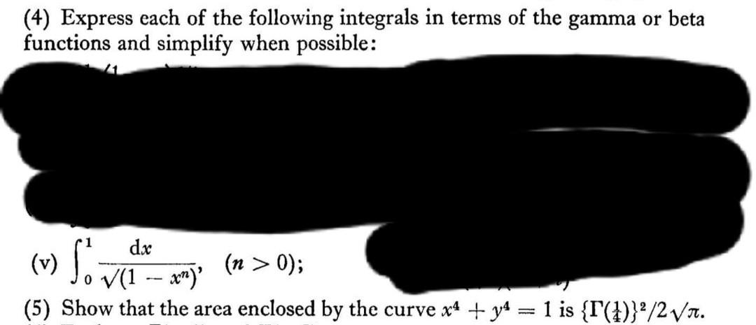 Solved (4) Express each of the following integrals in terms | Chegg.com