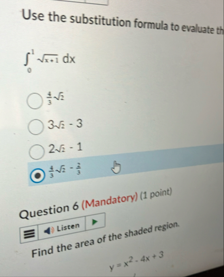 Solved Use the substitution formula to evaluate | Chegg.com