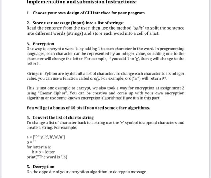 Solved Implementation and submission Instructions: 1. Choose | Chegg.com