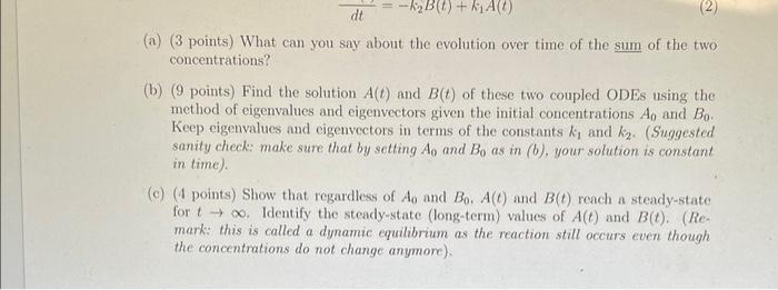 Solved 1 Use The Eigenvalueeigenvector Method To Find 7272