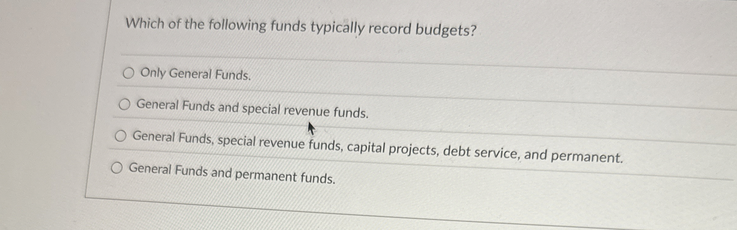 Solved Which of the following funds typically record | Chegg.com