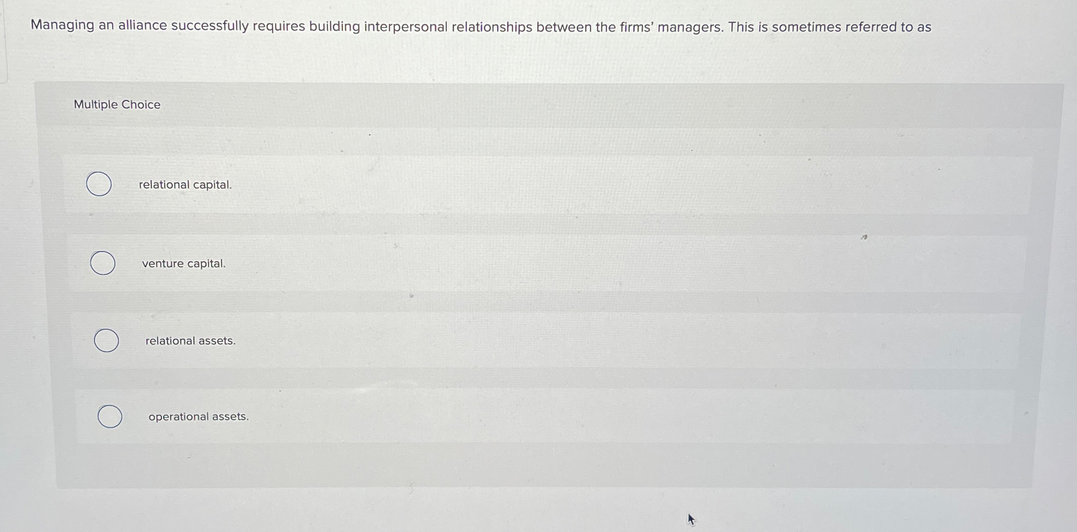 Solved Managing an alliance successfully requires building | Chegg.com