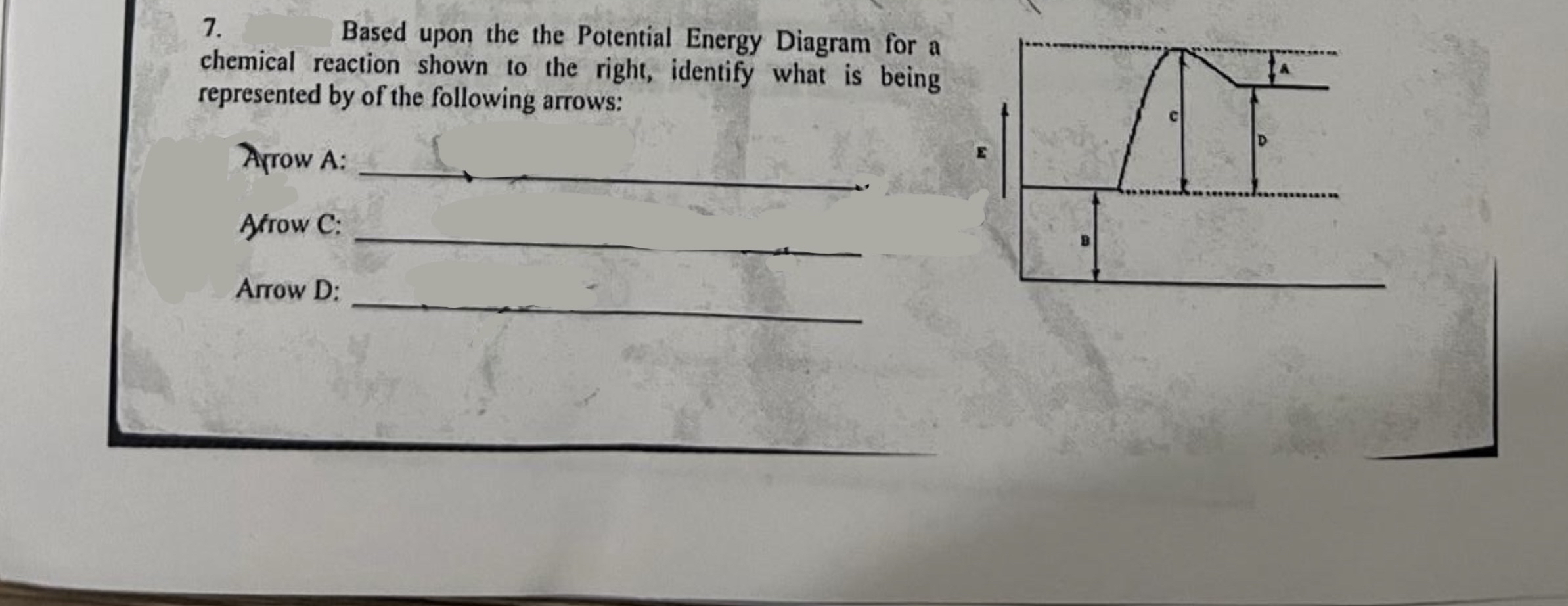Solved Based upon the the Potential Energy Diagram for a | Chegg.com