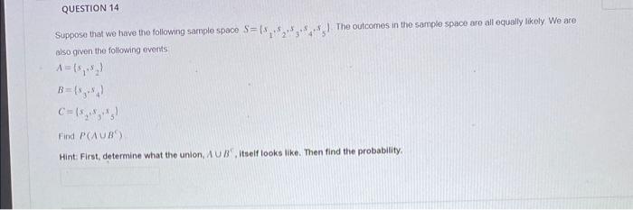 Solved Suppose that we have the following sample space | Chegg.com