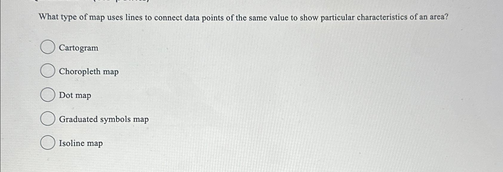Solved What type of map uses lines to connect data points of | Chegg.com