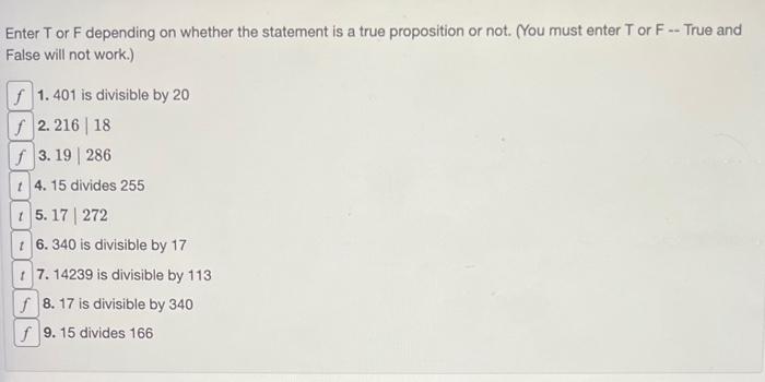 Solved Enter Tor F depending on whether the statement is a | Chegg.com