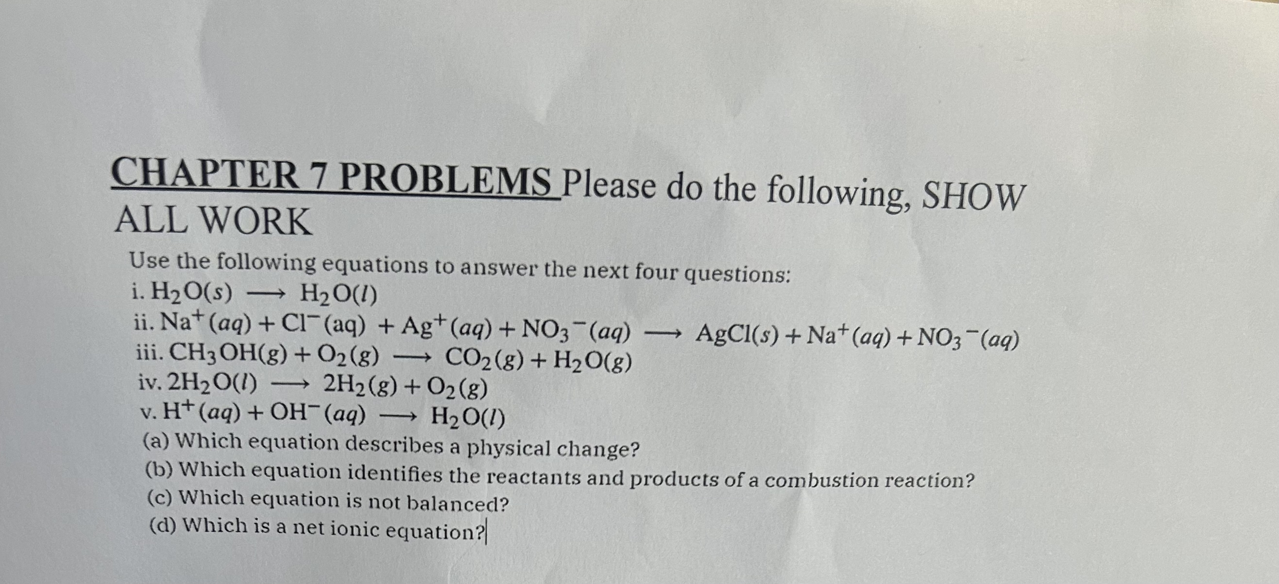 Solved CHAPTER 7 ﻿PROBLEMS Please do the following, SHOW ALL | Chegg.com
