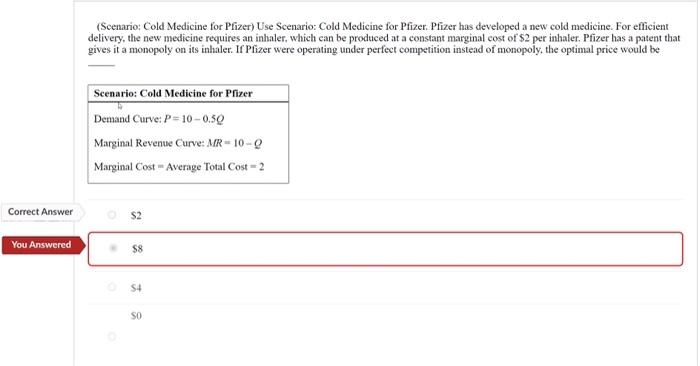 Solved (Scenario: Cold Medicine for Pfizer) Use Scenario: | Chegg.com