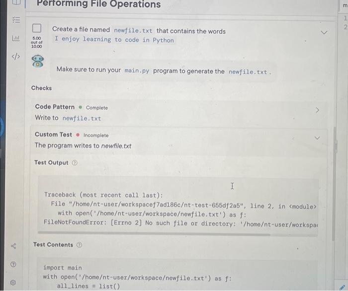 Solved Performing File Operations Aim Create a file and add | Chegg.com